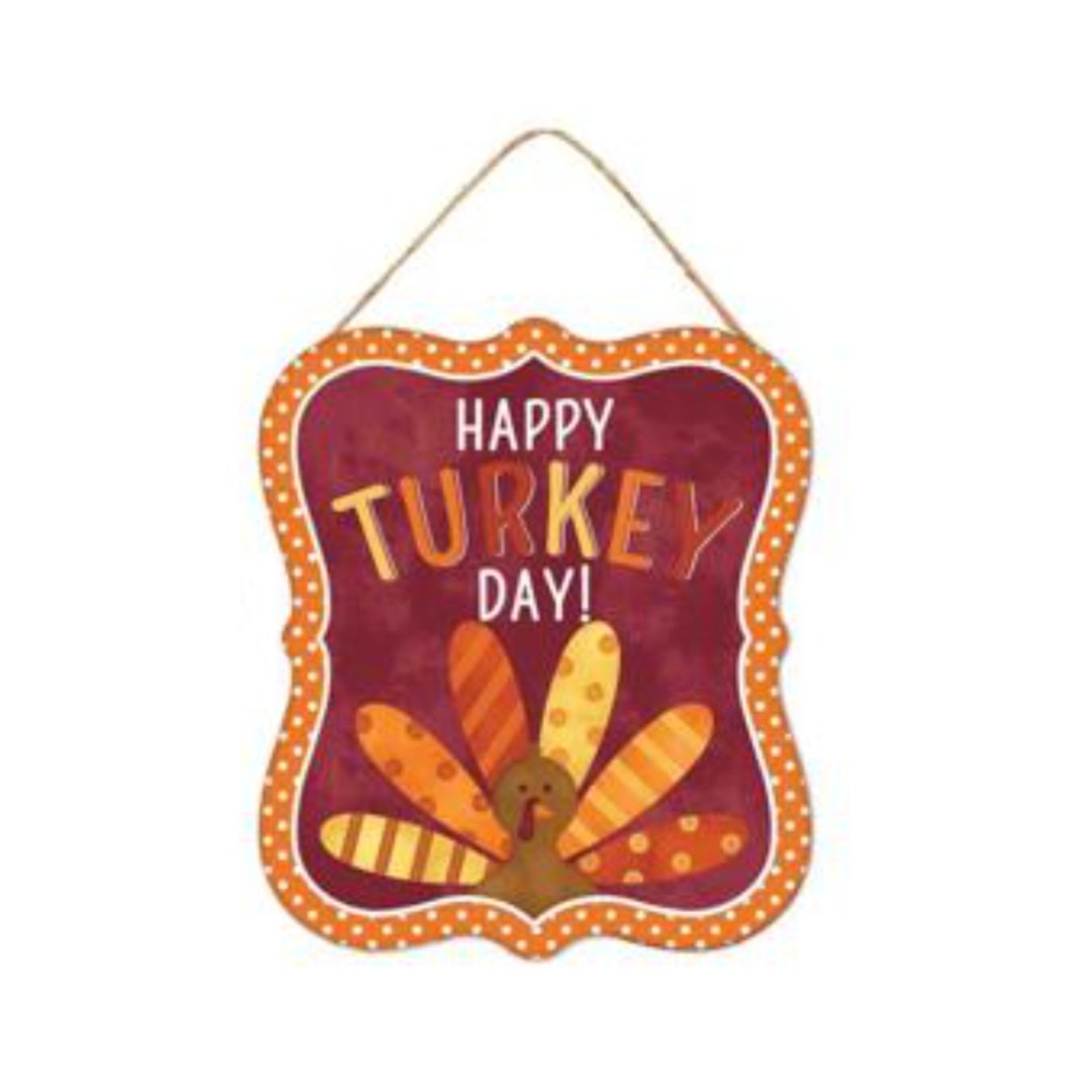 Happy Turkey Day Thanksgiving Metal Sign Wreath Decoration - Etsy