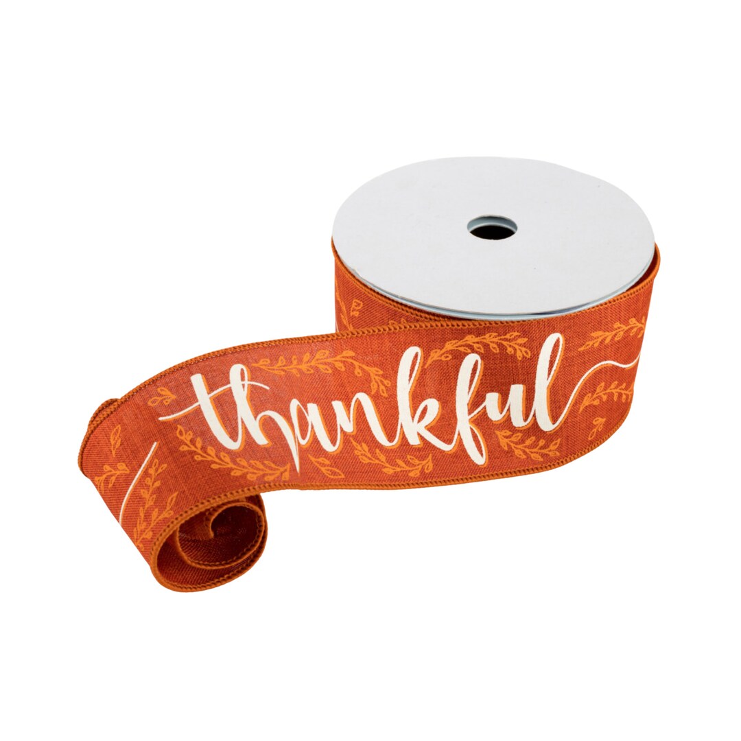 Thankful Rust Orange Canvas Wired Ribbon - Etsy