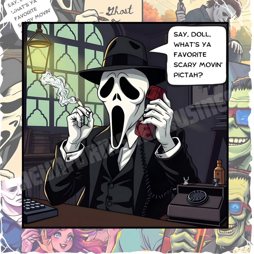 Ghostface Scream Comic Cartoon History 1920's Telephone Smoking Joke ...