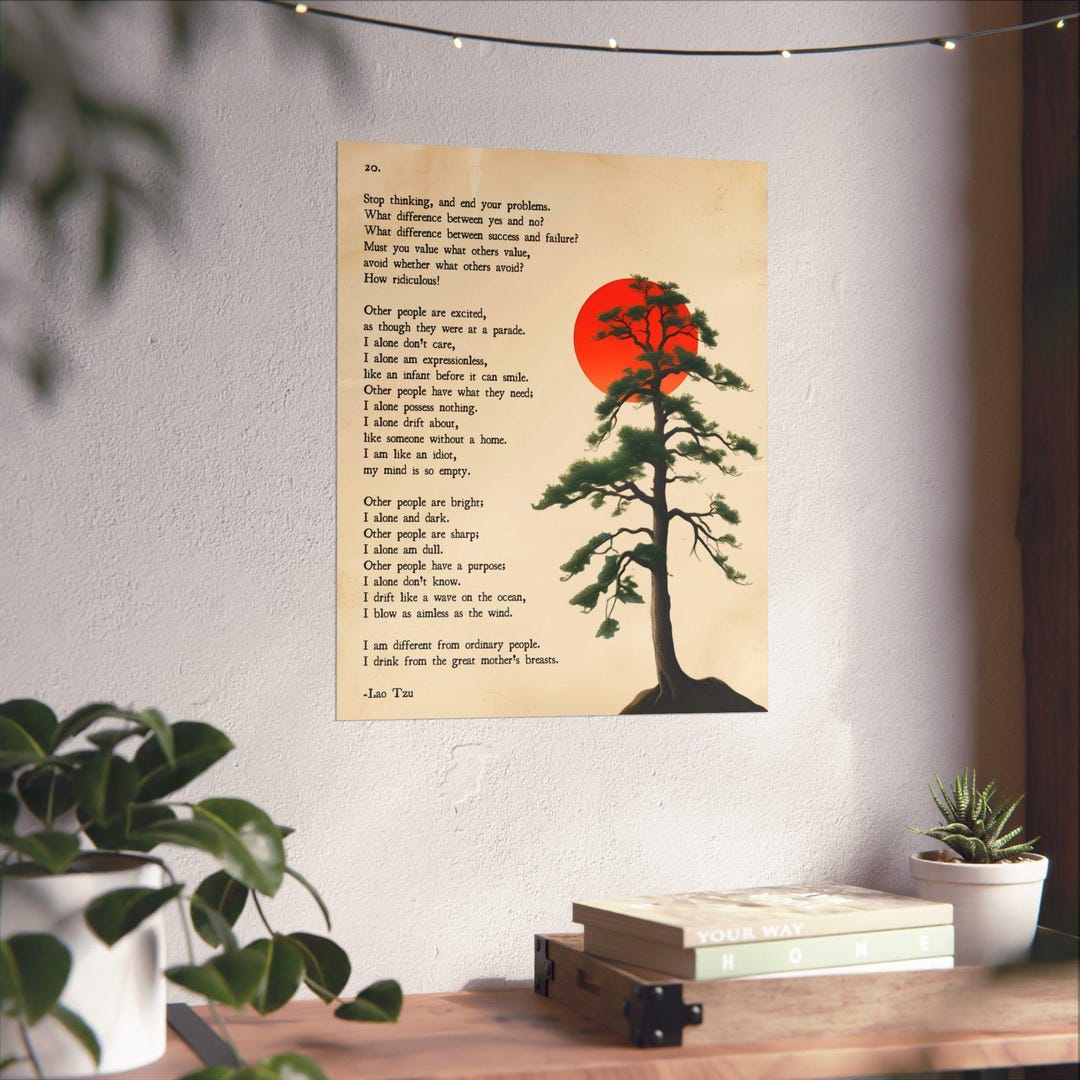 Tao Te Ching Verse 20 Print Stop Thinking and End Your Problems Lao Tzu ...