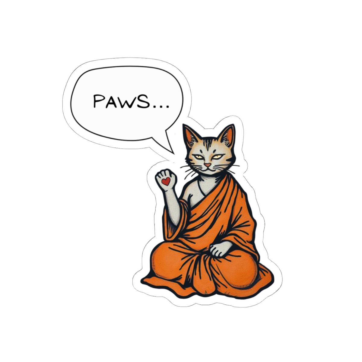 Buddha Cat Comic "paws" Sticker Cartoon Funny Meditation Zen Buddhist ...