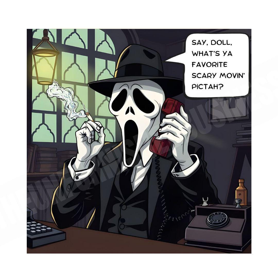 Ghostface History Scream Comic Cartoon 1920's Telephone Smoking Joke ...