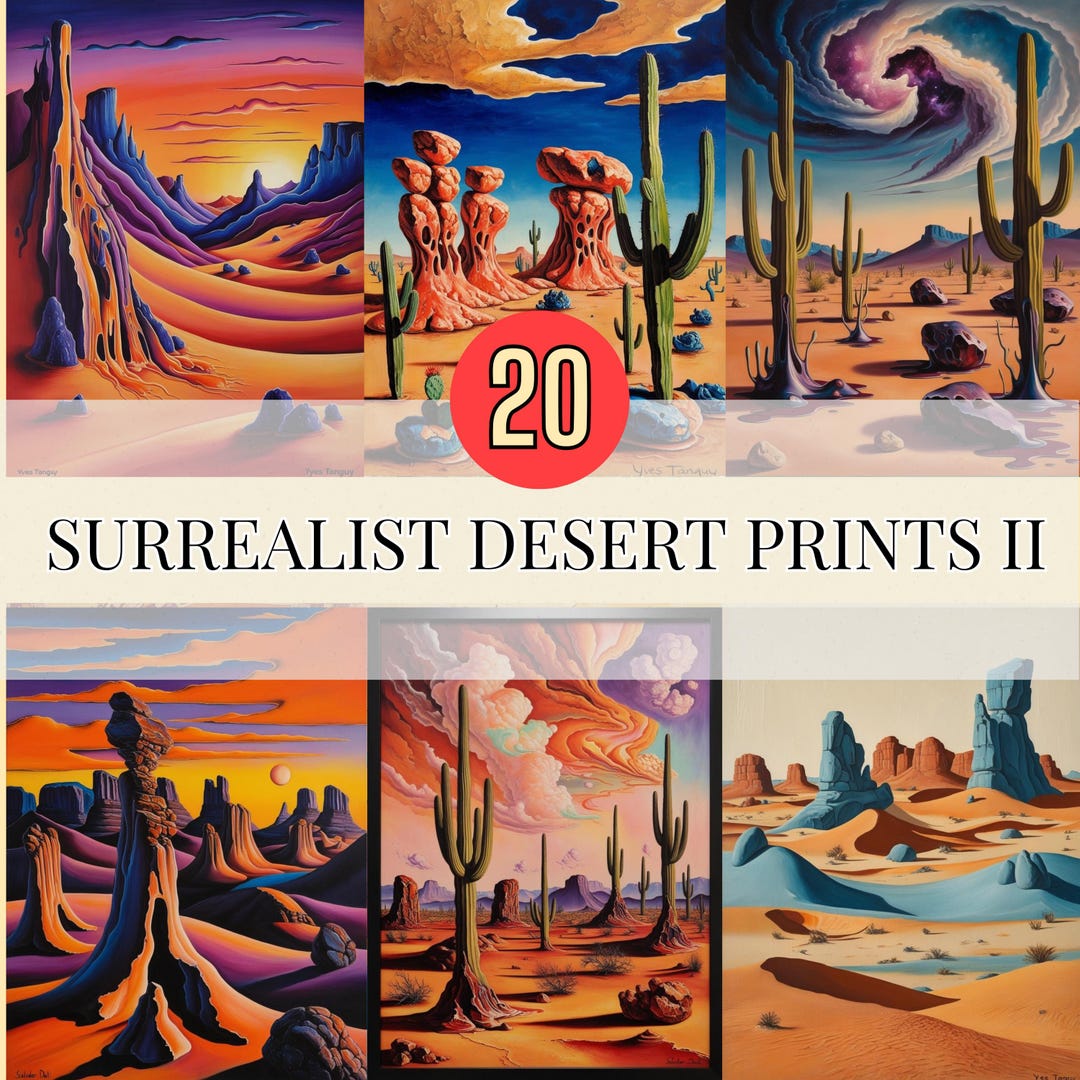 Trippy Surrealist Desert Poster Wall Art Prints Bundle Set of 20 ...