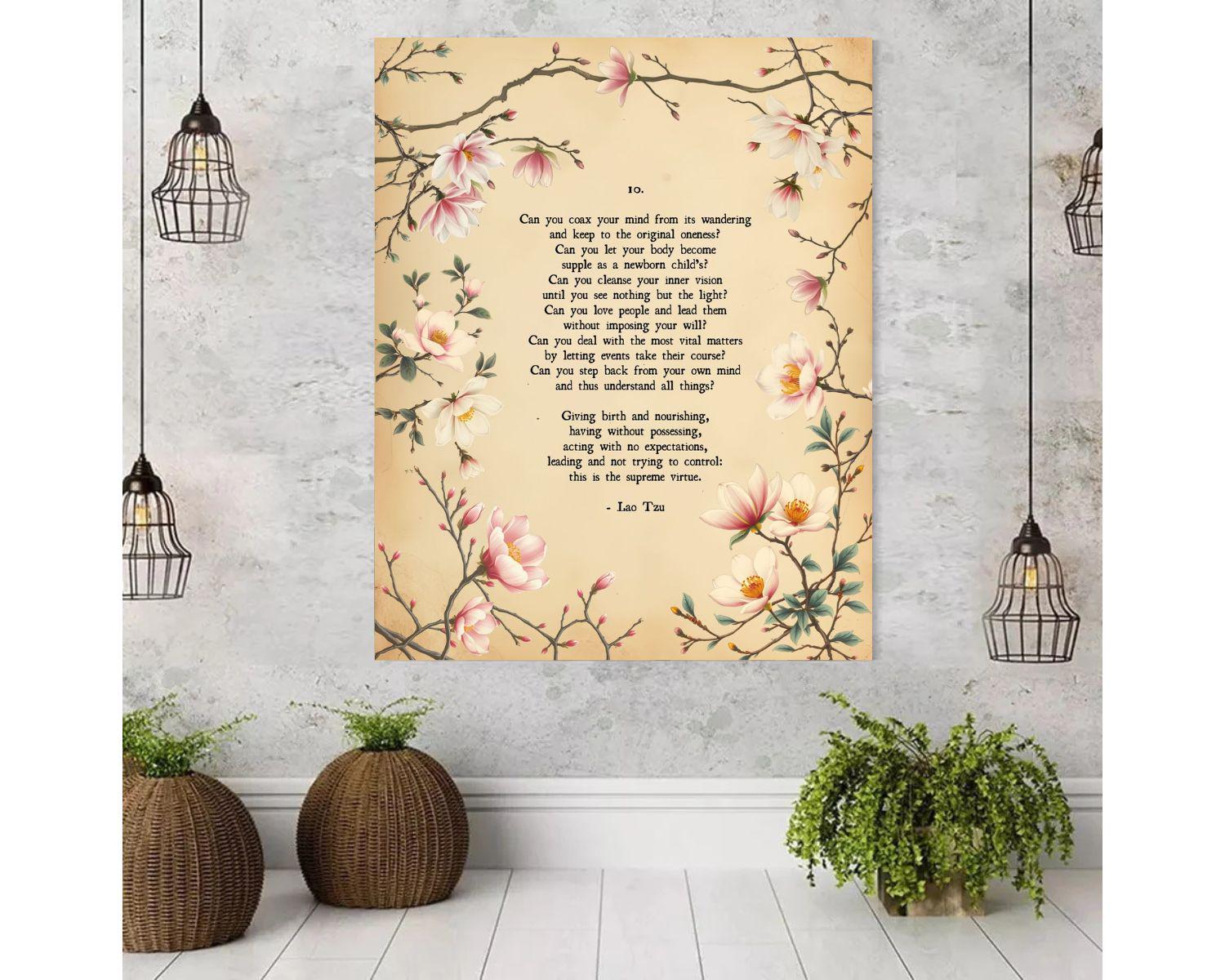 Tao Te Ching Vers 10 können Sie Ihren Geist Lao Tzu Zitat Japanisch Zen ...