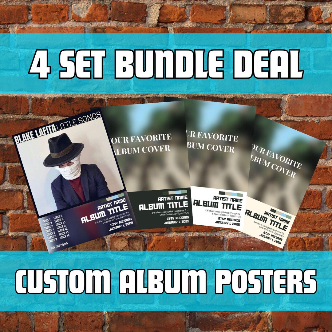 Custom Music Poster SET of 4 Music Wall Art Digital Print Album/artist ...