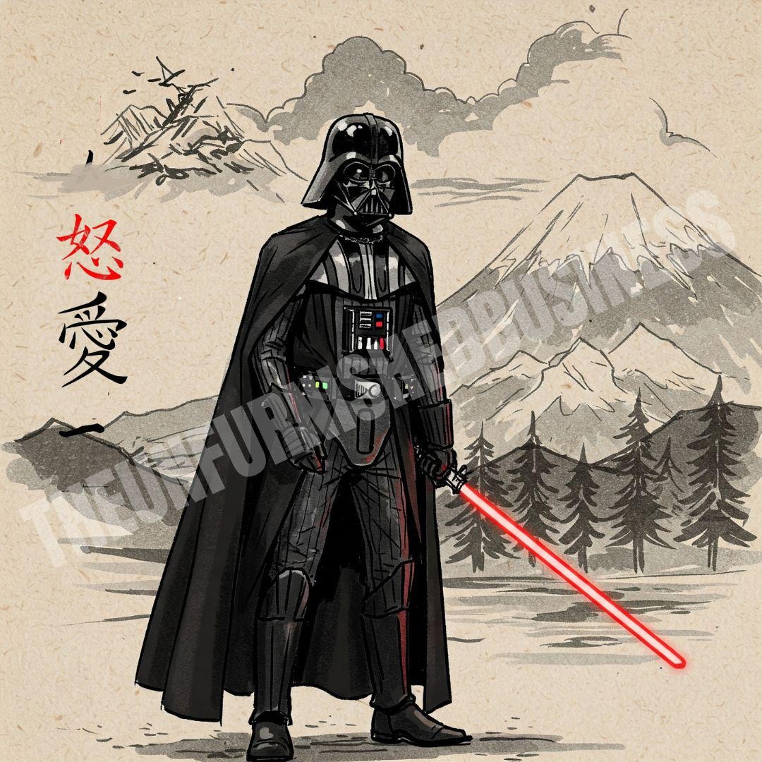 Star Wars Zen Darth Vader in Japanese Mountains With Symbol of "anger ...