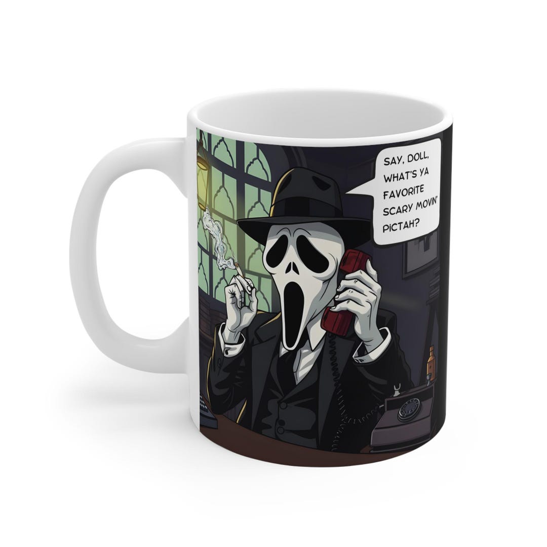 Ghost Face Scream Movies Mug History Cartoon Comic Spooky Coffee Mug ...