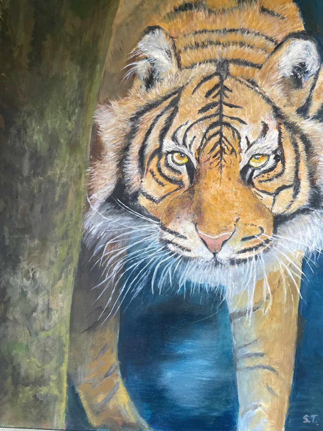 Tiger Original Oil Painting Box Canvas by Shirley Thompson - Etsy