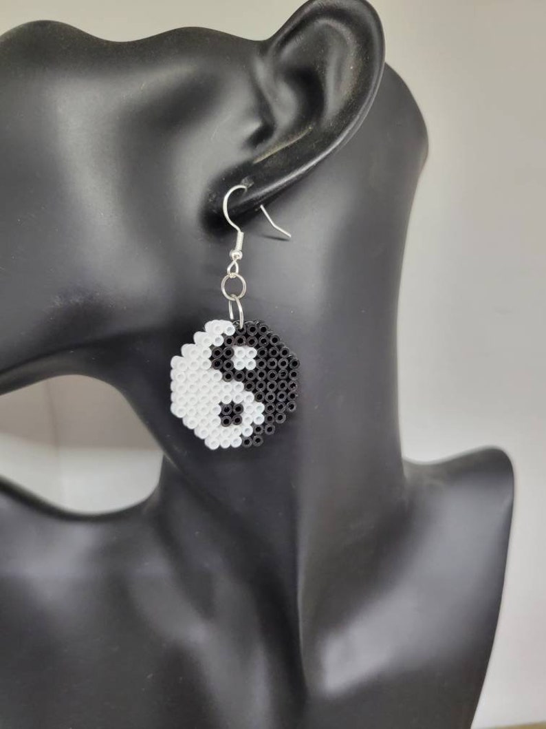 Ying and Yang Earrings Perler Bead Earrings 8 Bit Jewelry - Etsy