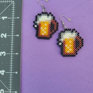 Beer Earrings, Perler Beads, Fusebead Jewelry, Perler Bead Jewelry - Etsy