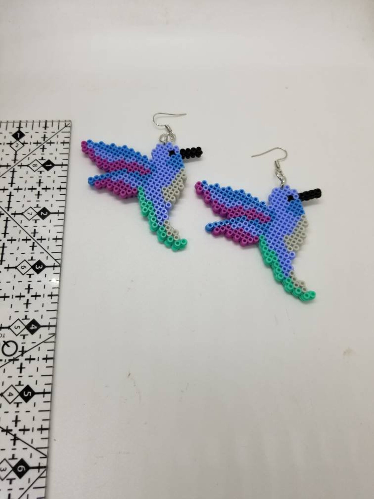 Hummingbirds Perler Bead Earrings Pixel Art Hypoallergenic | Etsy