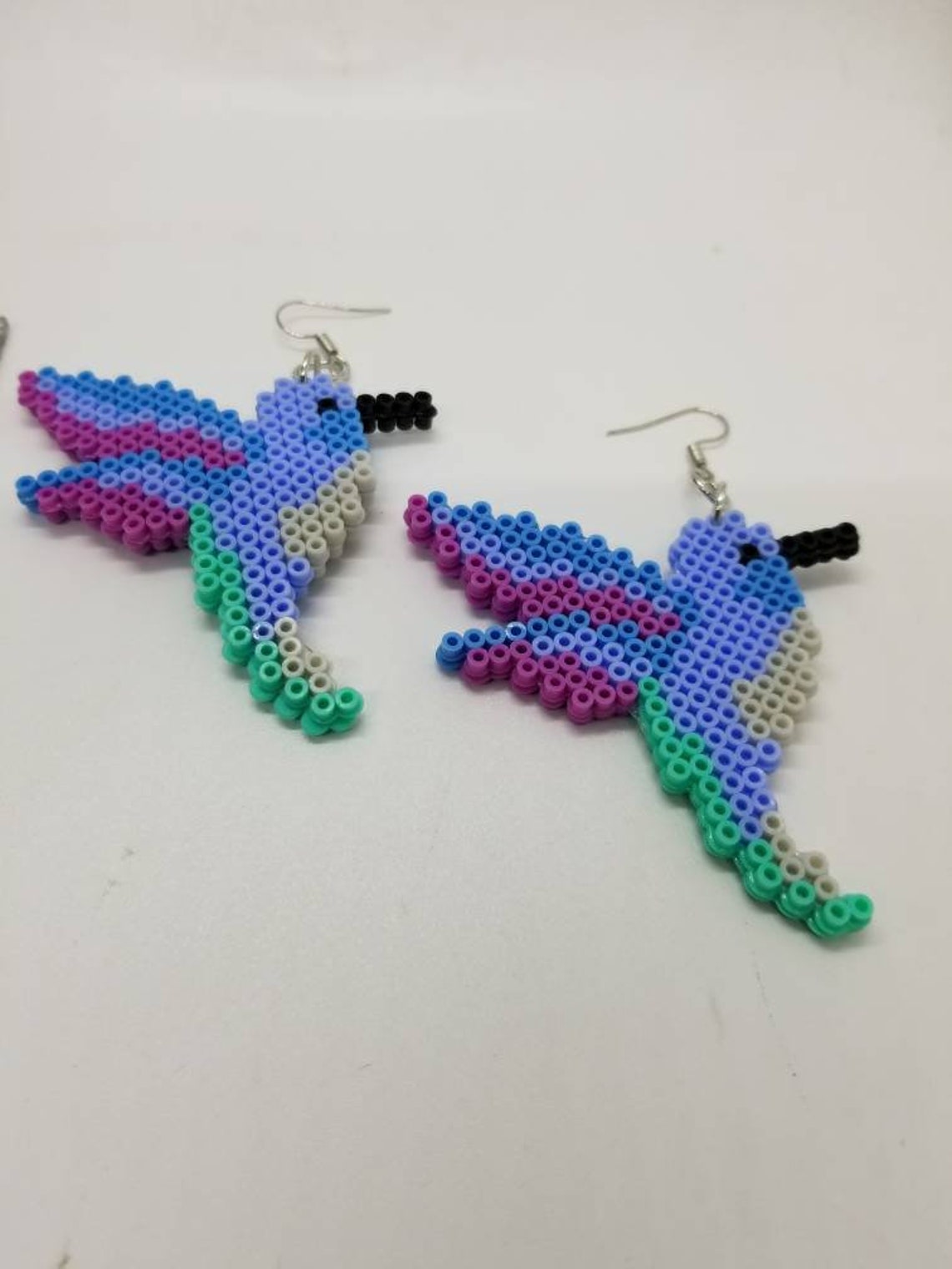 Hummingbirds Perler Bead Earrings Pixel Art Hypoallergenic - Etsy