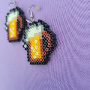 Beer Earrings, Perler Beads, Fusebead Jewelry, Perler Bead Jewelry - Etsy