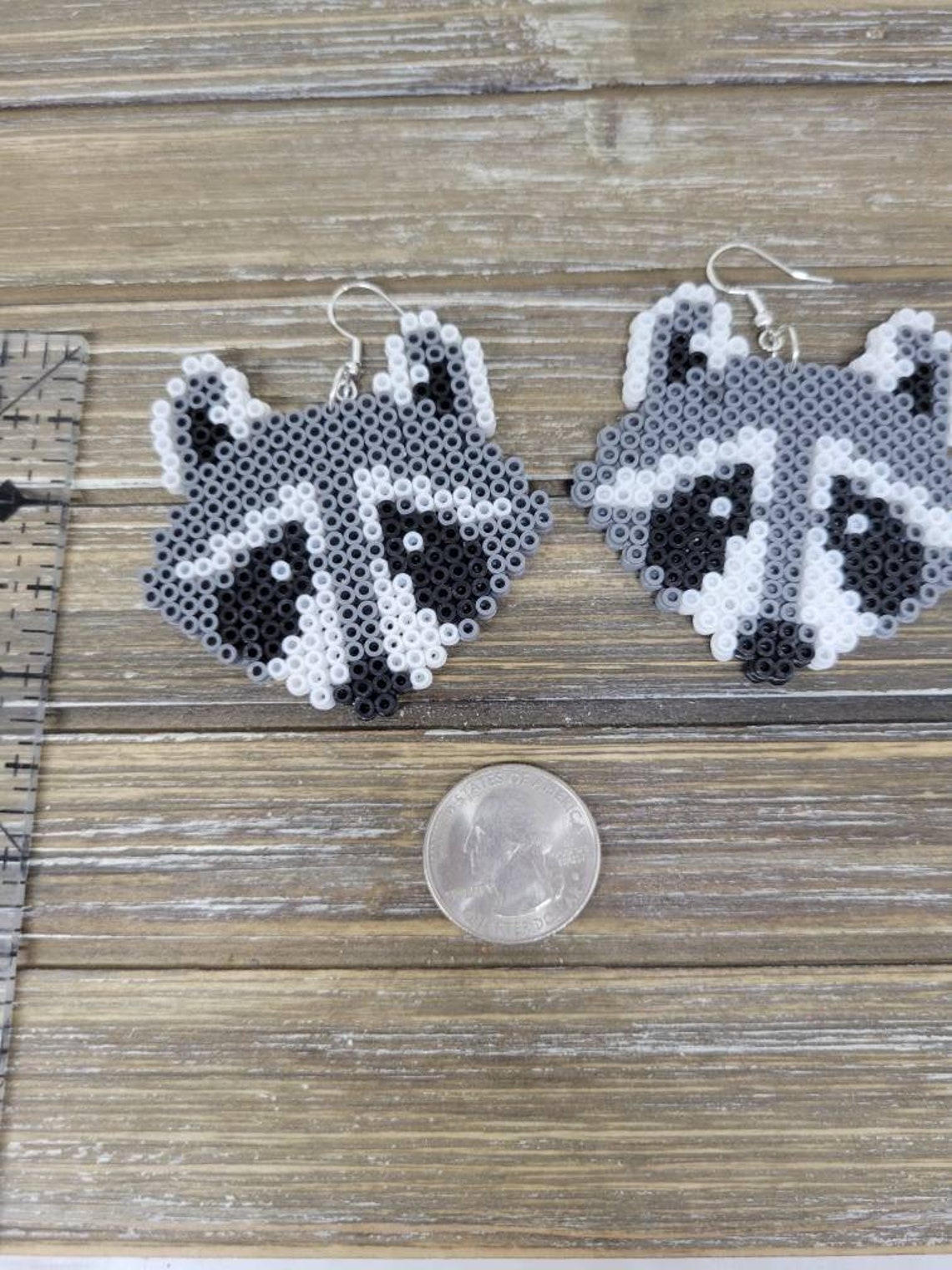Racoon Earrings 8 Bit Jewelry Perler Bead Earrings. Dangle - Etsy
