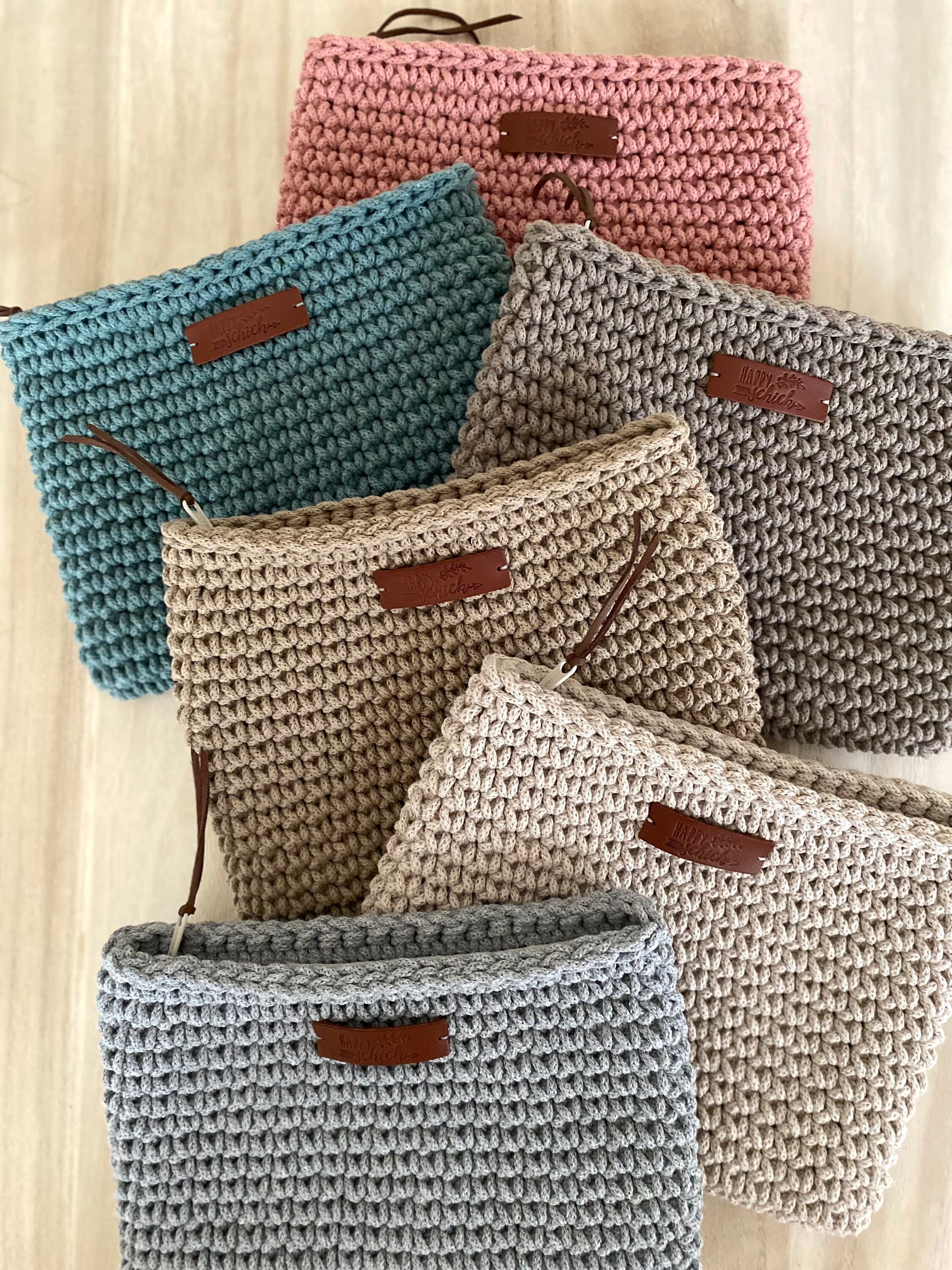 Universal Zipper Bag, Crochet Zipper Bag, Brown Crochet Purse, Zipper ...