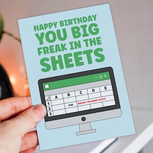 Funny Spreadsheet Birthday Card: Office Humour for Colleague (a6/a5/a4 ...