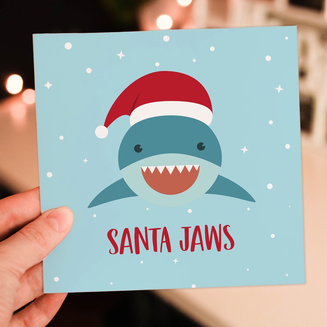 Santa Jaws Shark Sea Life Christmas, Holidays, Xmas, Festive Card for ...