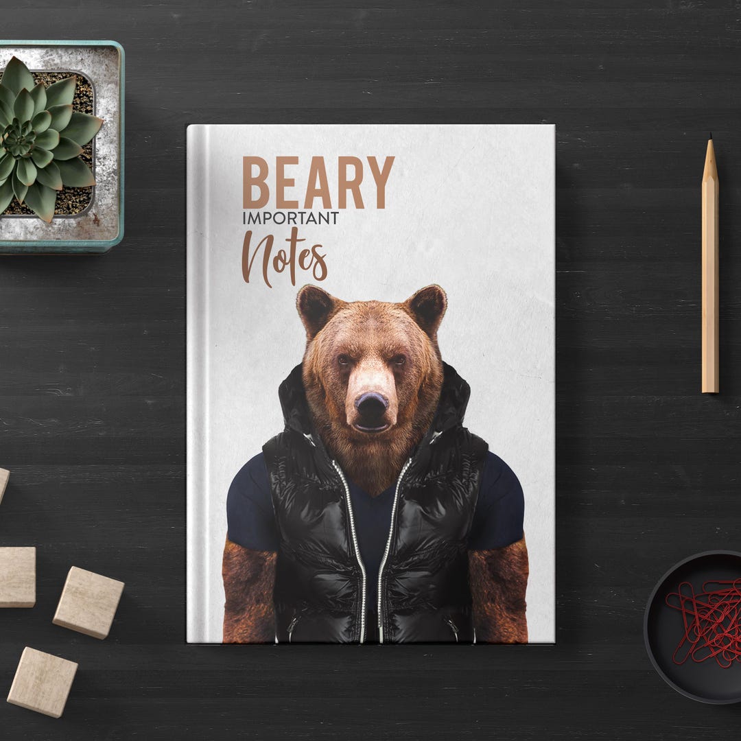 Beary Important Notes Bear, Animal in Clothes Funny 128 Page Notebook ...