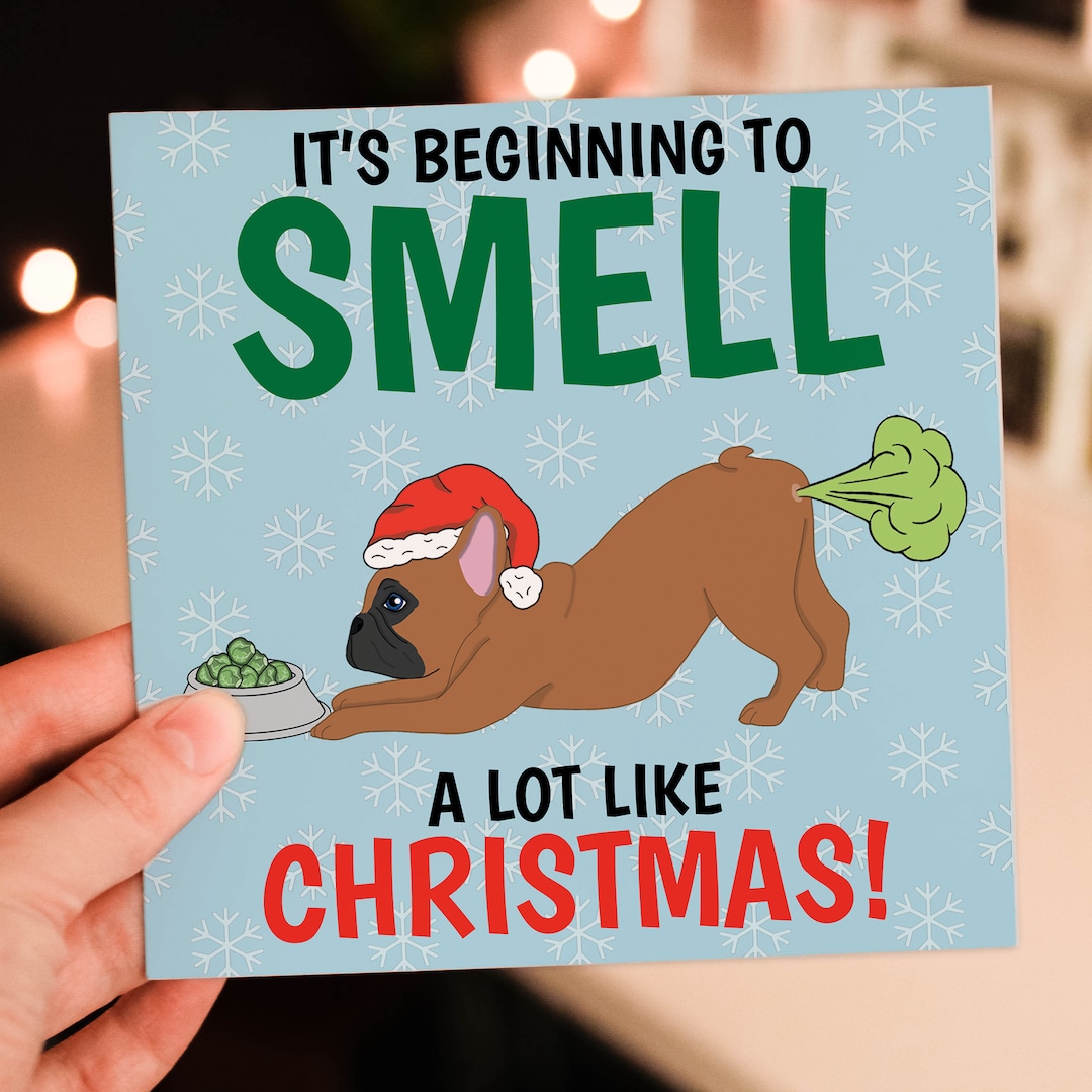 Funny Farting Frenchie Christmas Card: Humorous Holiday Pet Card (a6/a5 ...
