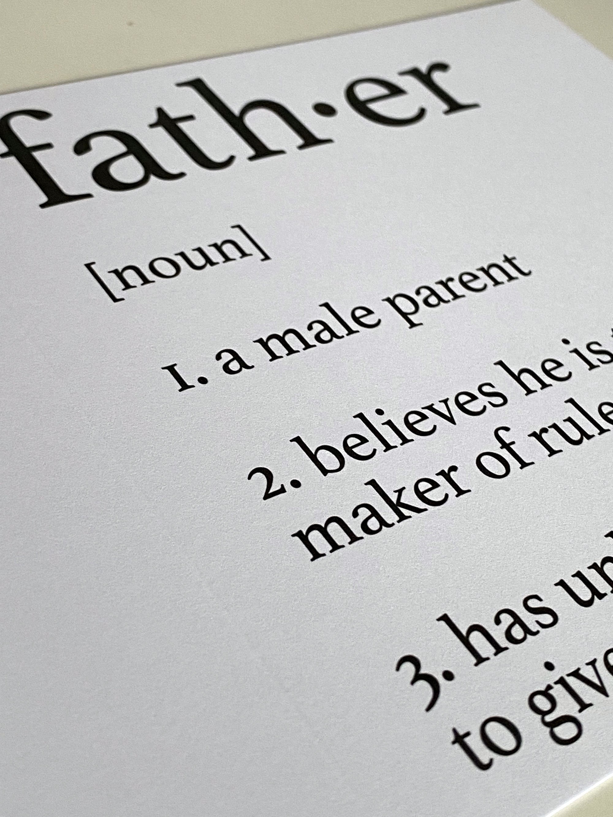 Dad Father Birthday Card: Dictionary Definition of Father or | Etsy