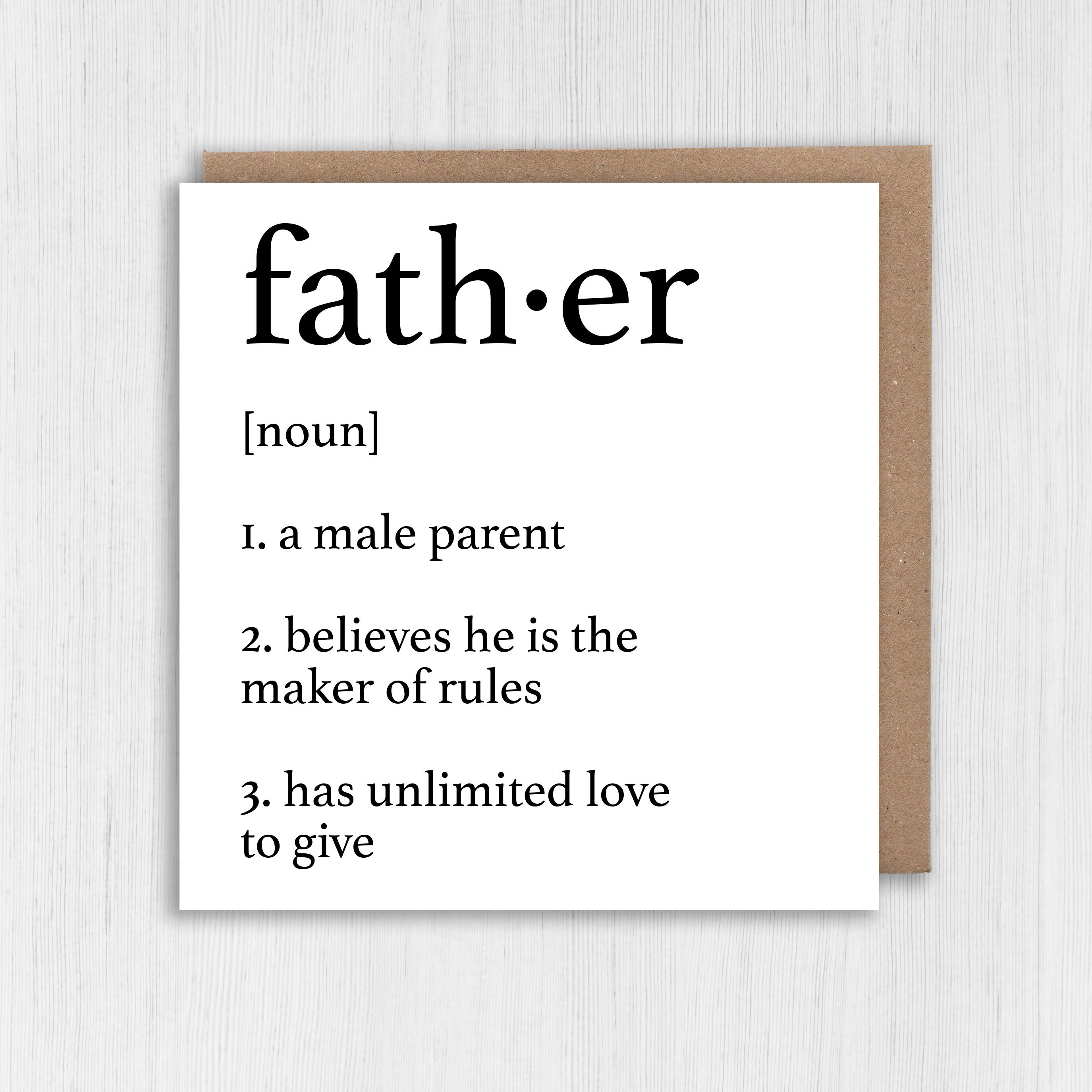 Dad Father Birthday Card: Dictionary Definition of Father or - Etsy