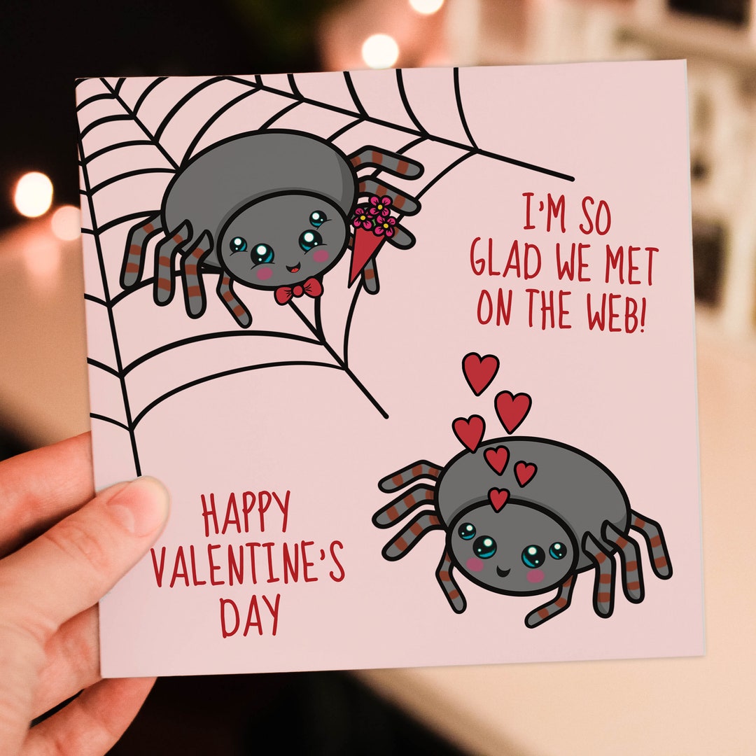 Funny Spider Valentine's Day Card: Glad We Met on the Web (a6/a5/a4 ...