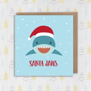 Santa Jaws Shark Sea Life Christmas, Holidays, Xmas, Festive Card for ...