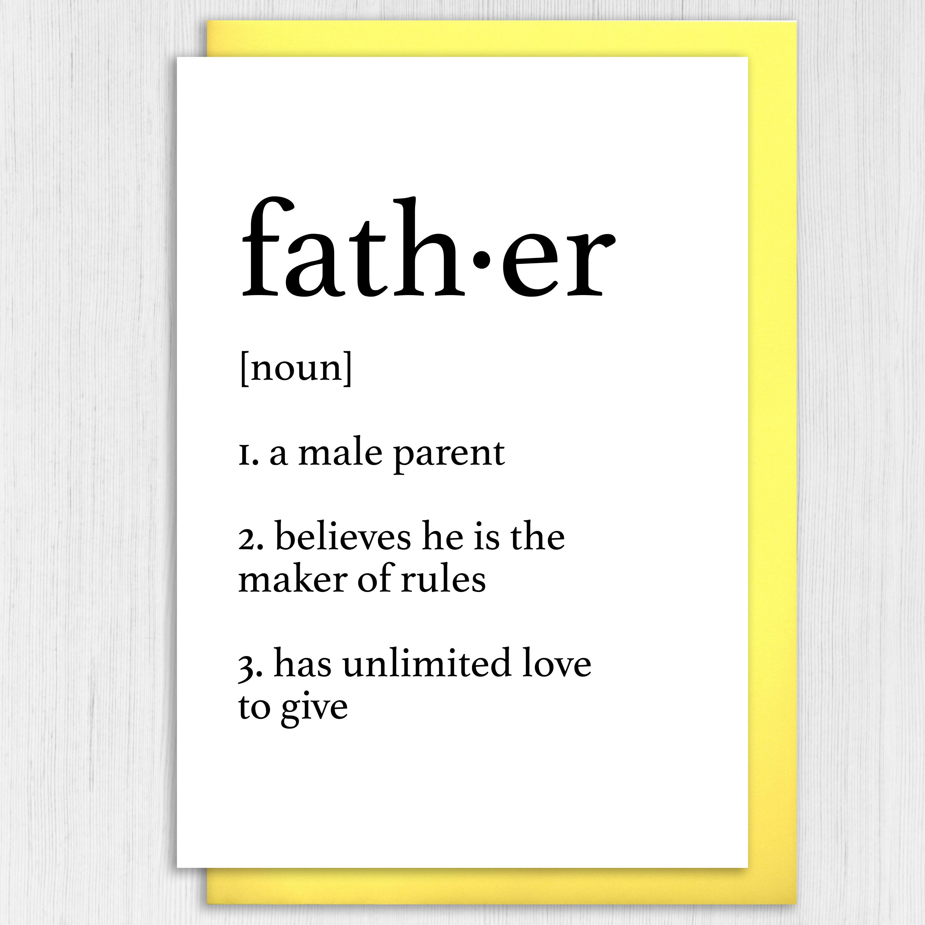 Dad Father Birthday Card: Dictionary Definition of Father or - Etsy