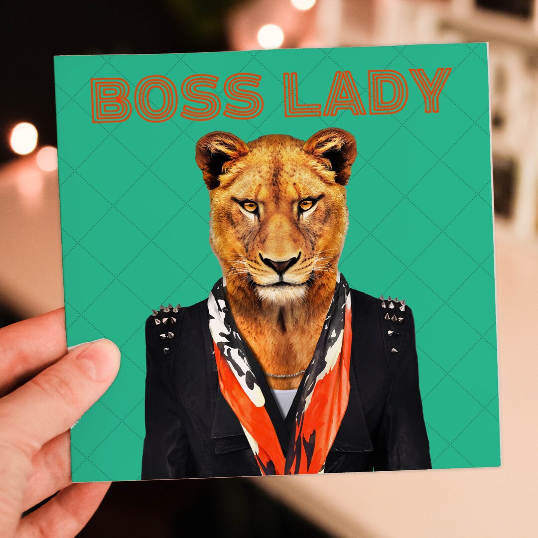 Boss Lady Lioness New Job Animal in Clothes Card for Female Colleague ...