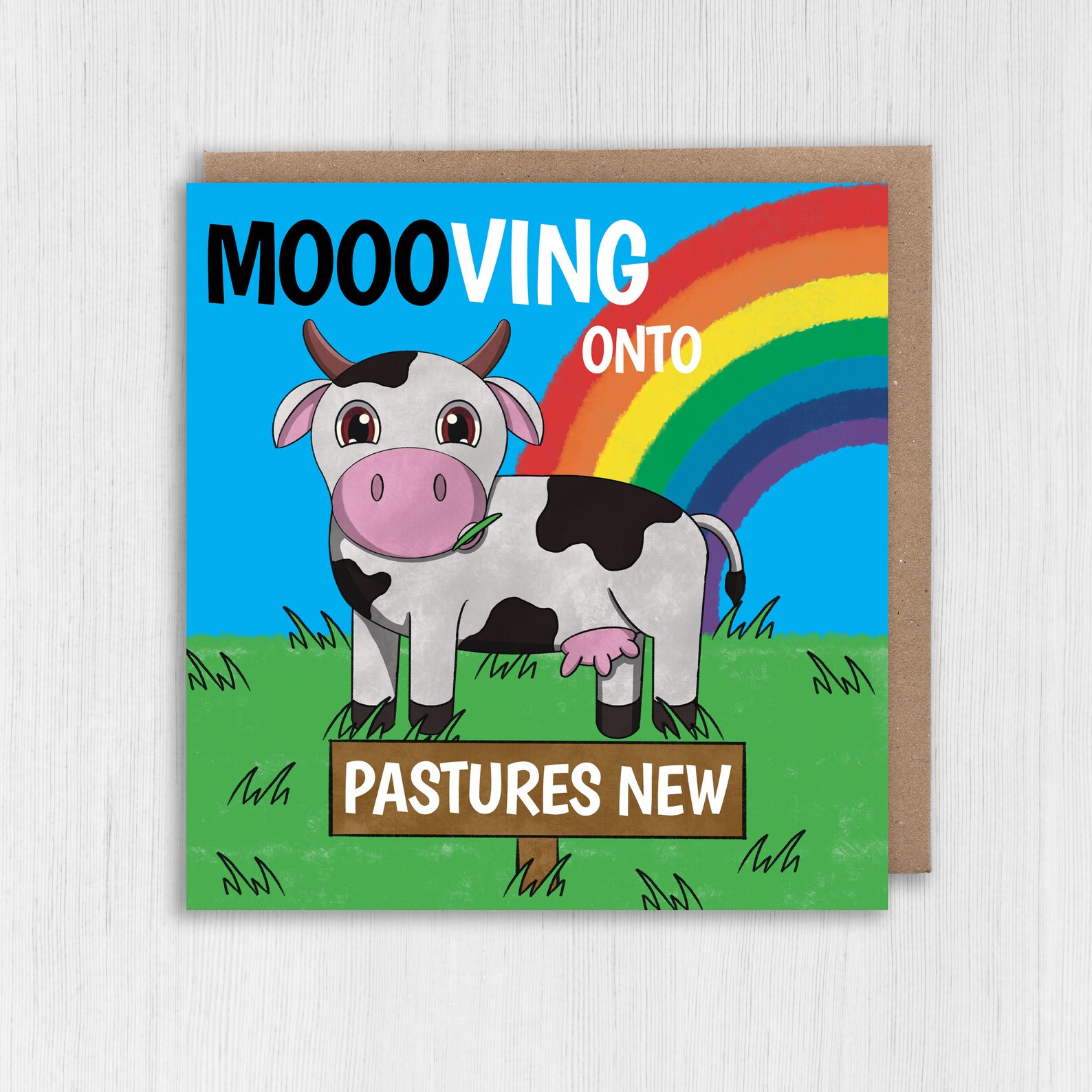 Funny Cow Moo Pun Rainbow New Home Moving New Job - Etsy