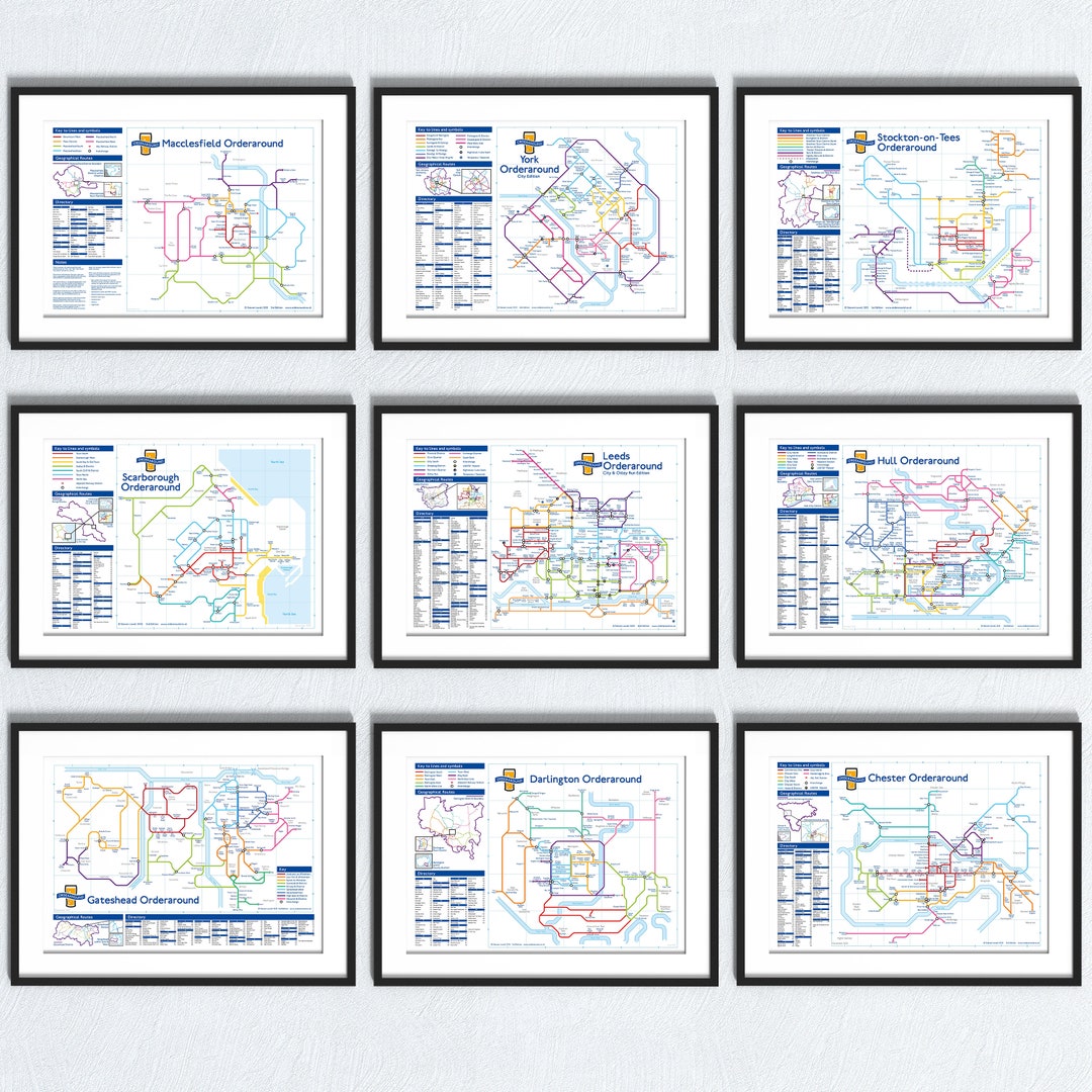 Pub Crawl Map Print, Gift, Man Cave Wall Decor: Yorkshire, Newcastle ...