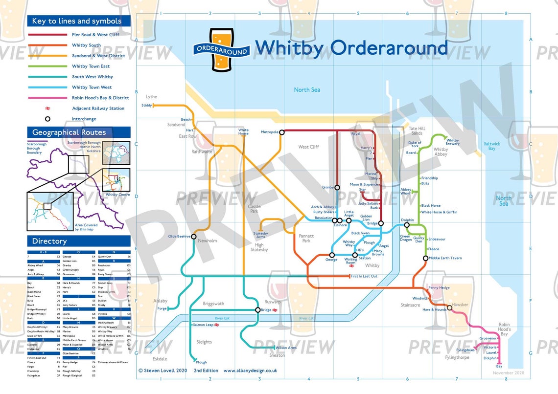 Pub map: Whitby | Etsy