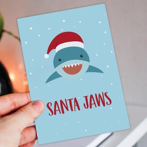Santa Jaws Shark Sea Life Christmas, Holidays, Xmas, Festive Card for ...