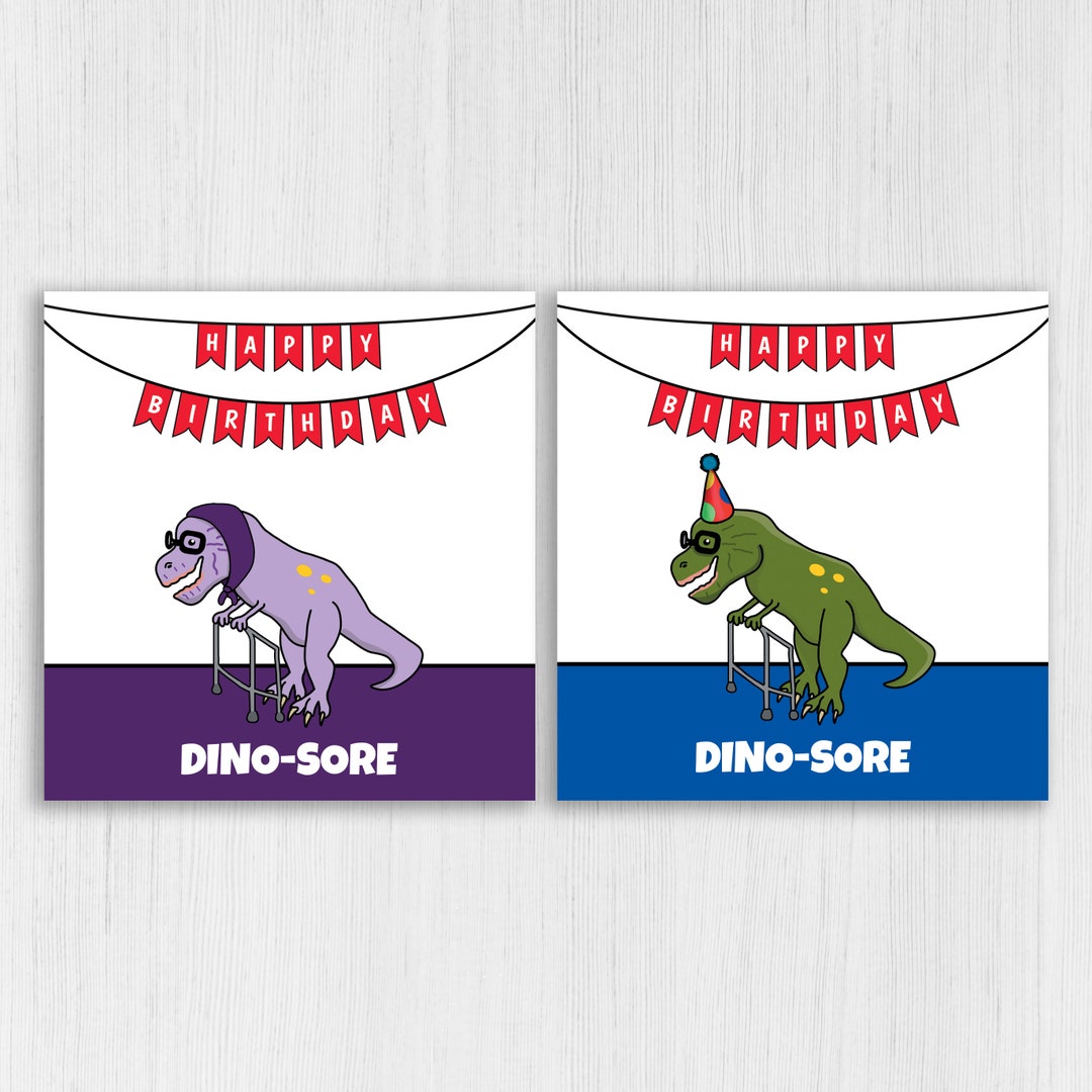 Funny Dinosaur Birthday Card: Dino-sore Grandparent Card (a6/a5/a4 ...