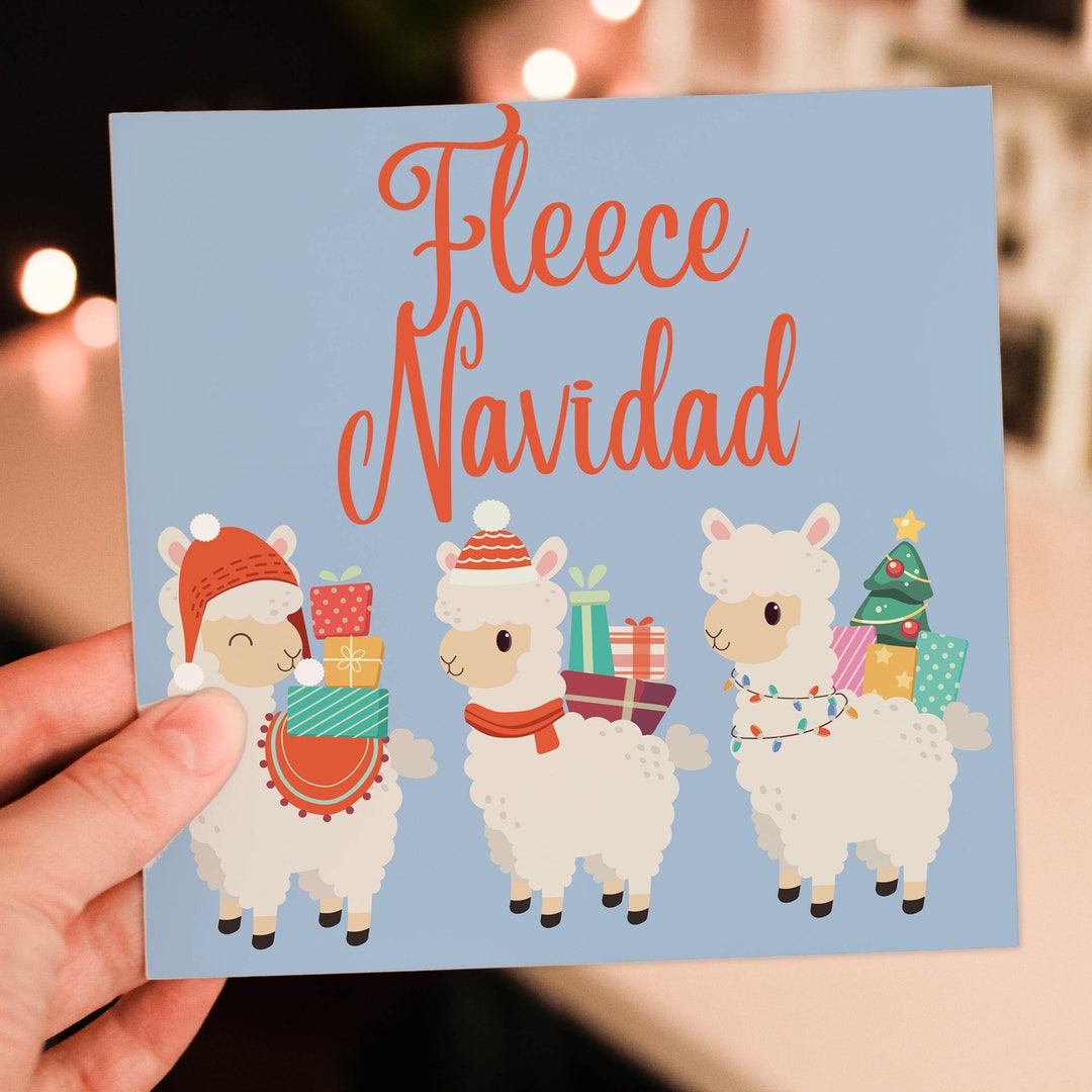 Fleece Navidad Llama, Alpaca Christmas, Holidays Feliz Navidad Card for ...