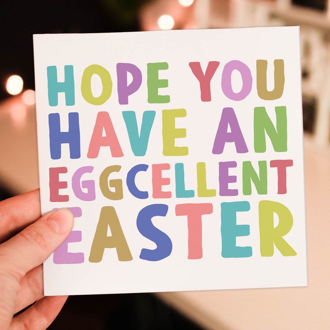 Eggcellent Easter Pun Card: Colourful Text (a6/a5/a4/square) - Etsy