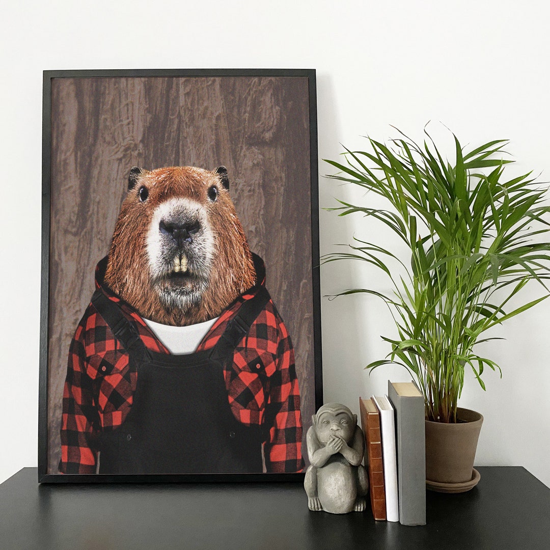 Beaver in Clothes Art Print: Funny Animal Animalyser Wall Decor (A5/A4 ...