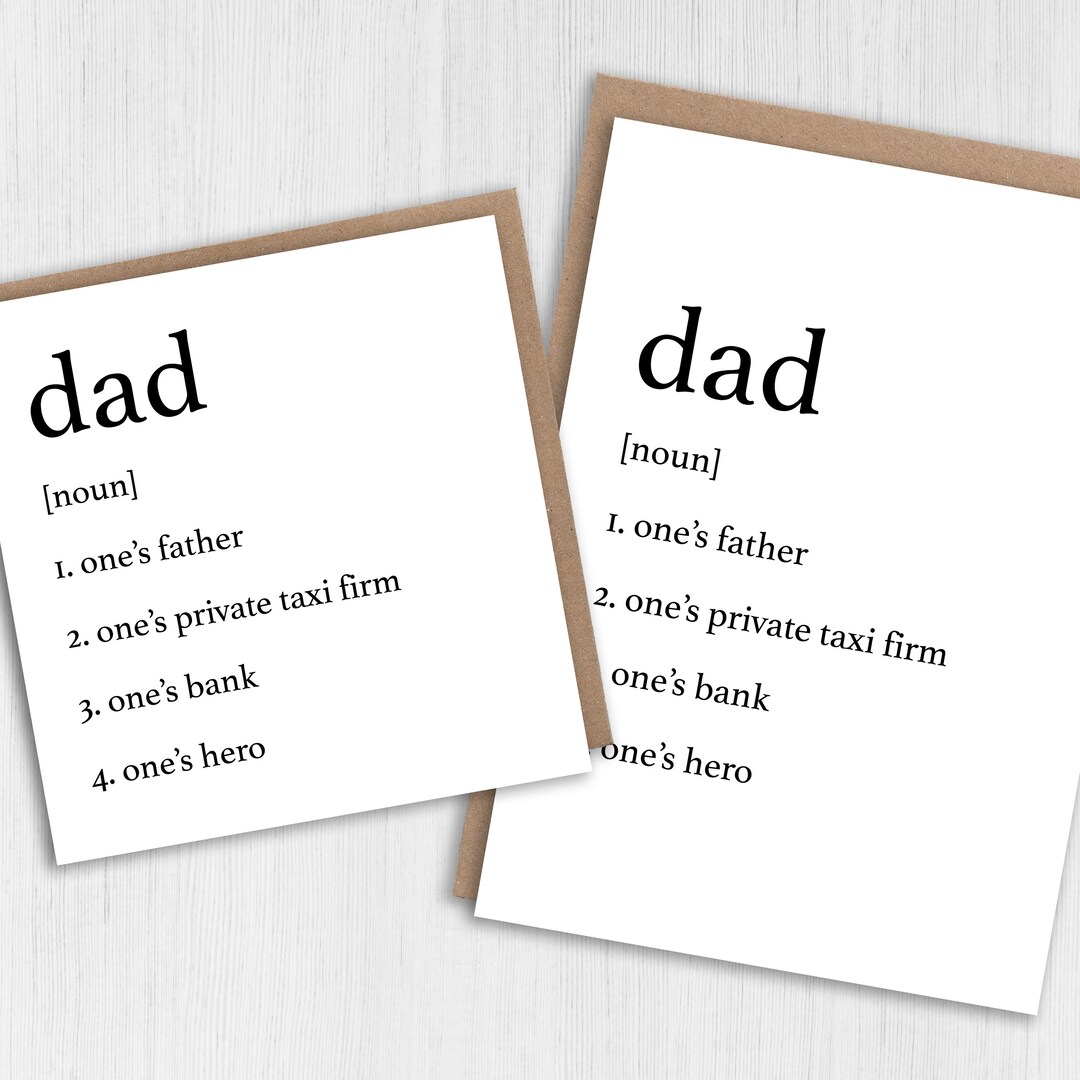 Dad Father Birthday Card: Dictionary Definition of Father or - Etsy UK