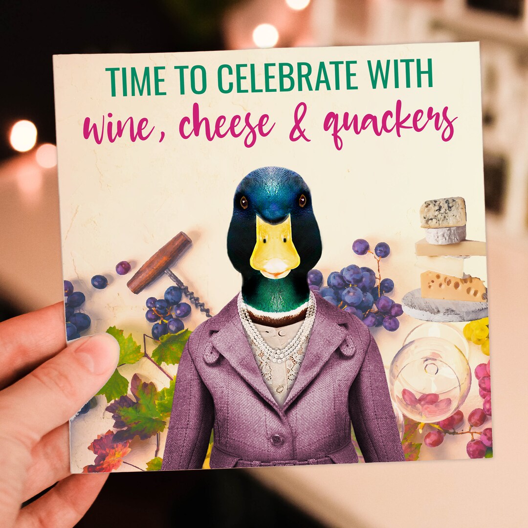 Congratulations Animalyser Card: Wine, Cheese, Duck - Graduation, Well ...