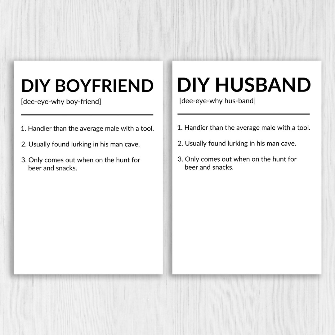 DIY Husband, Do It Yourself Husband, Boyfriend Funny, Humour Dictionary ...