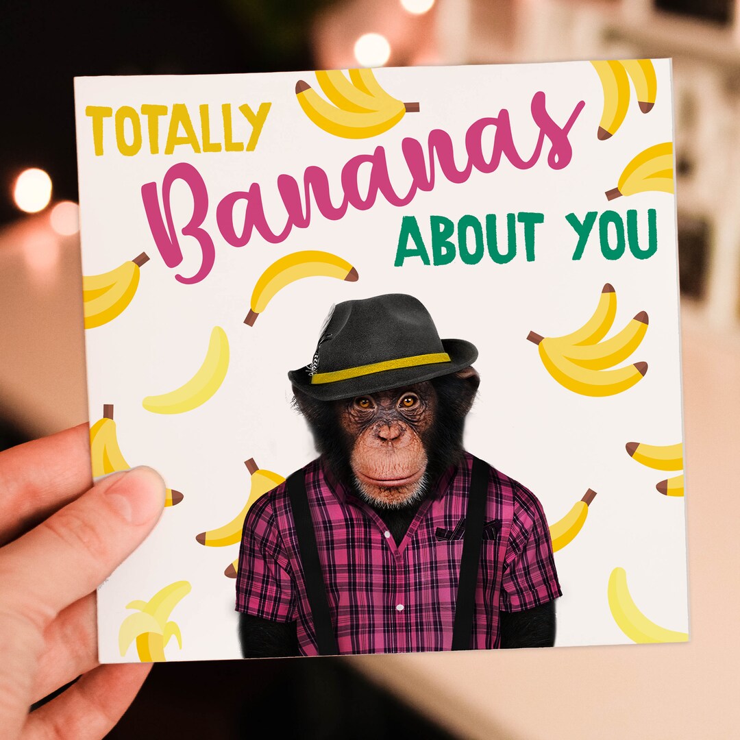 Funny Monkey Valentine's Animalyser Card: Bananas About You, Wife ...