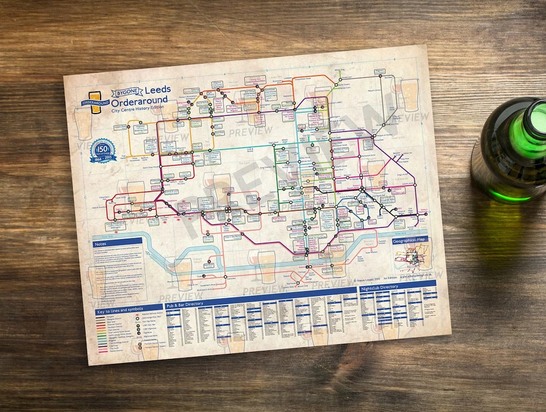 Pub Crawl Map, London Underground-style Map, Gift, Man Cave Wall Decor ...