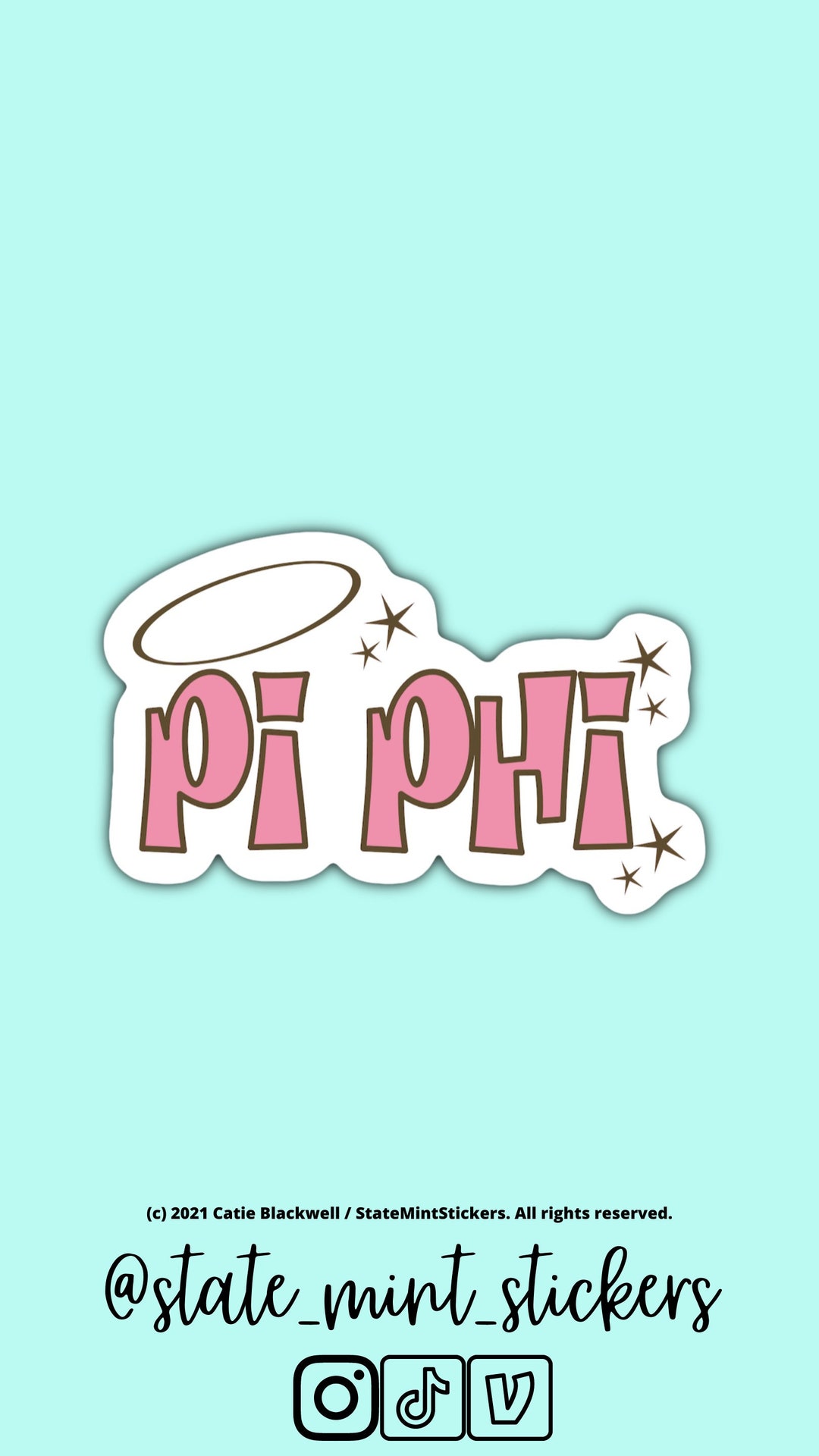 Pi Beta Phi Sticker “pi Phi" Sorority Pink Halo | Car, Laptop, Mug, Cup ...