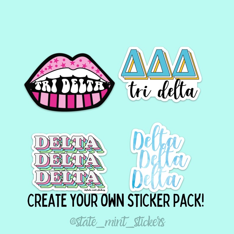 Delta Delta Delta Tri Delta Sorority Sticker Pack Perfect - Etsy