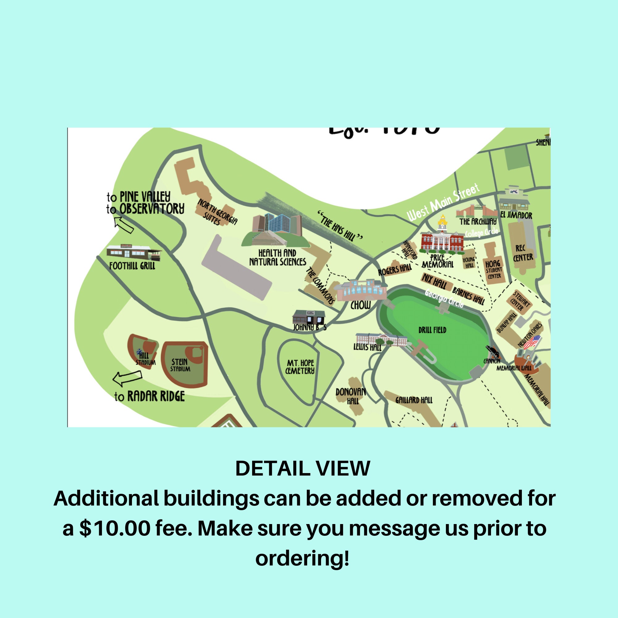 Dahlonega Map University of North Georgia Digital Illustration - Etsy