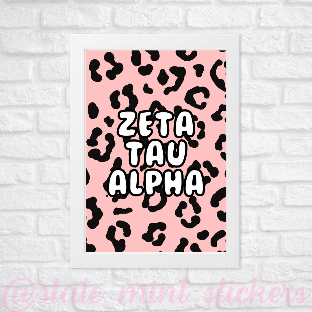 Zeta Tau Alpha ZTA Sorority Gallery Wall Art | Blush Pink Leopard ...