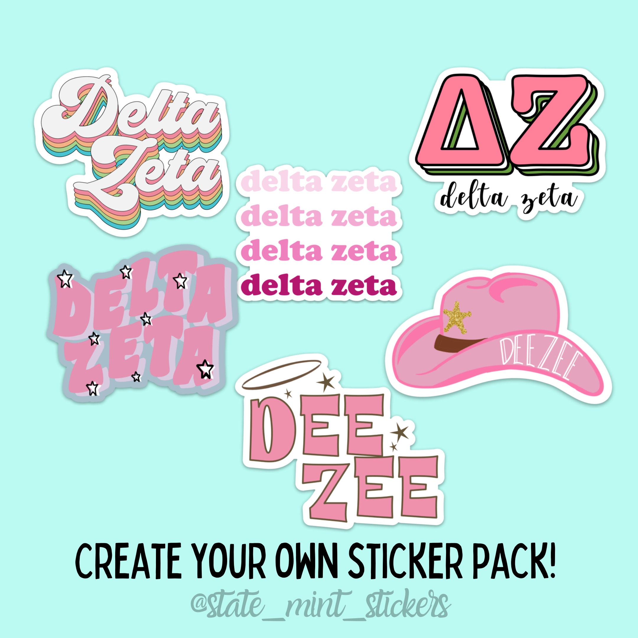 Delta Zeta Sorority Sticker Pack Perfect for Bid Day Big - Etsy
