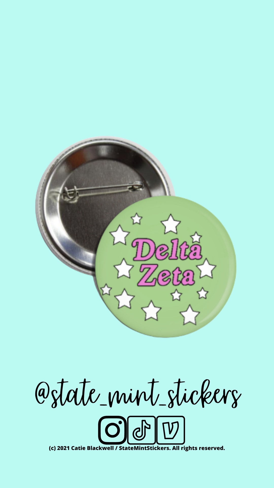 Delta Zeta Button | Custom Sorority Buttons / Pins Bid Day Bulk Orders ...