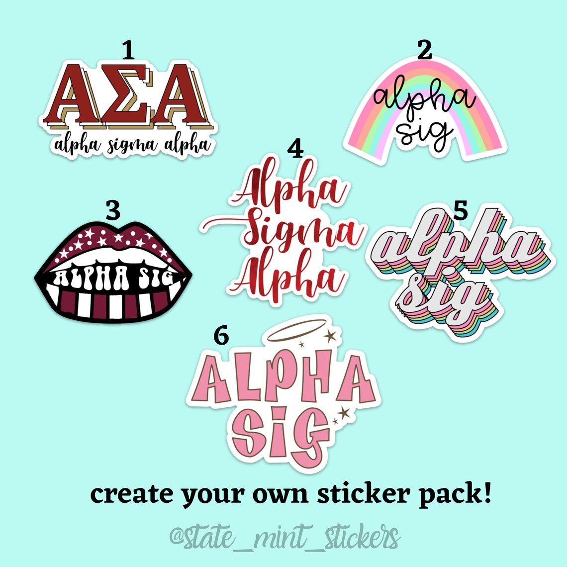 Alpha Sigma Alpha Sorority Sticker Pack Perfect for Bid Day | Etsy