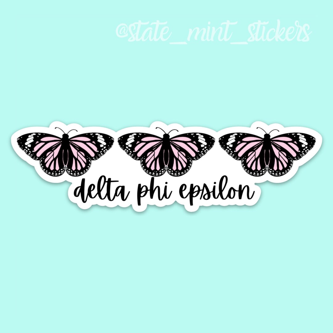 Delta Phi Epsilon Pink Butterfly Themed Sticker | 3.5” Wide / Decal ...